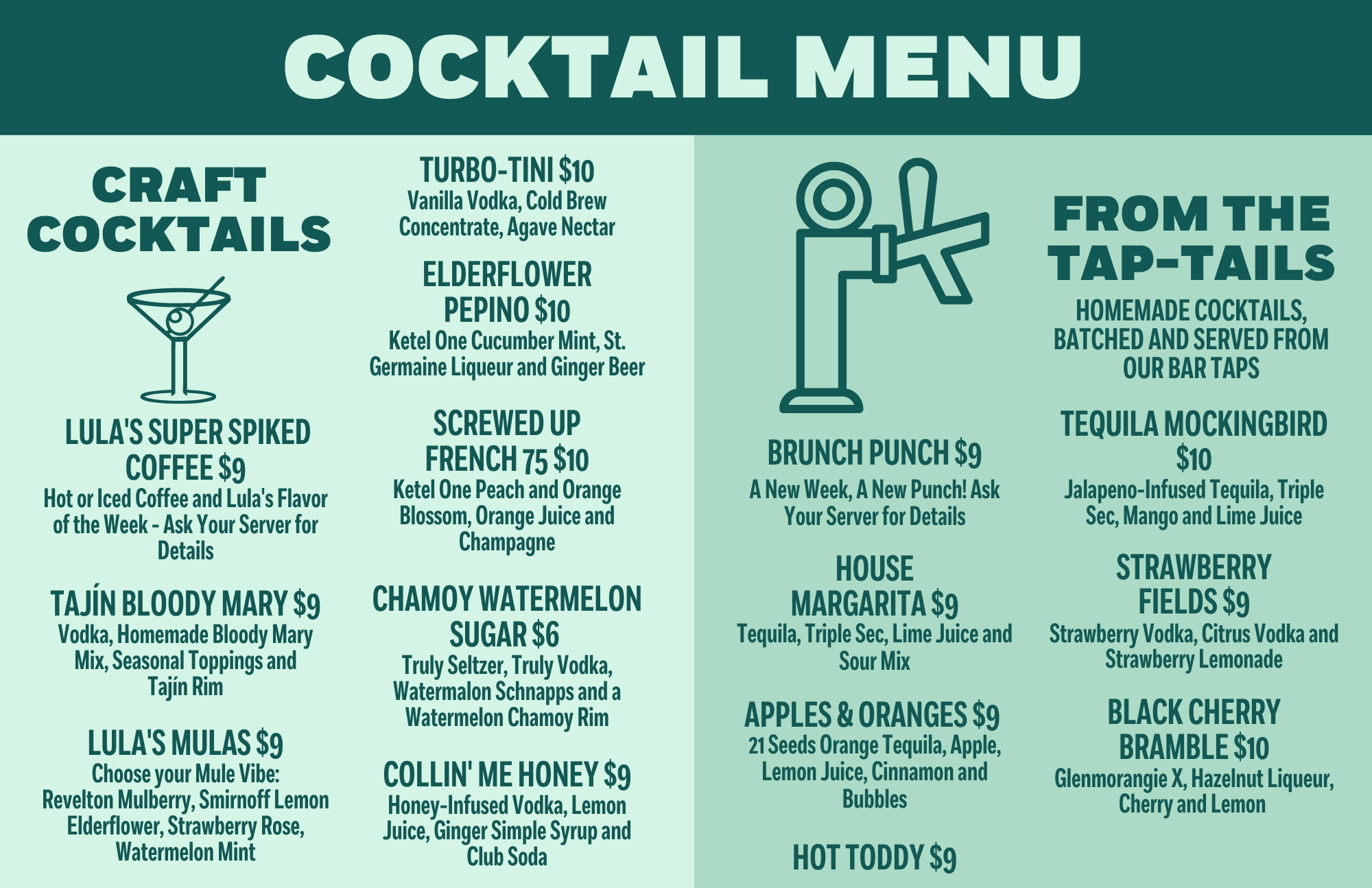 Drink List — Lula B's