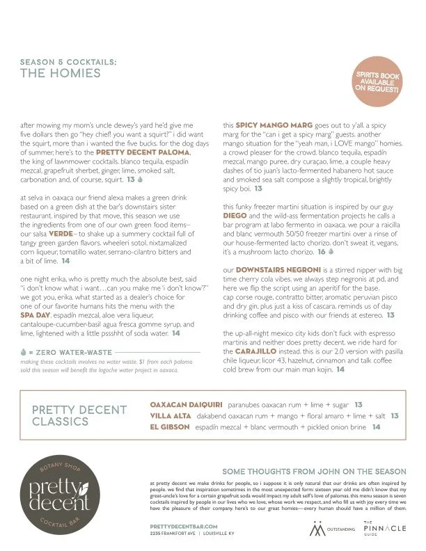 Menus — Pretty Decent