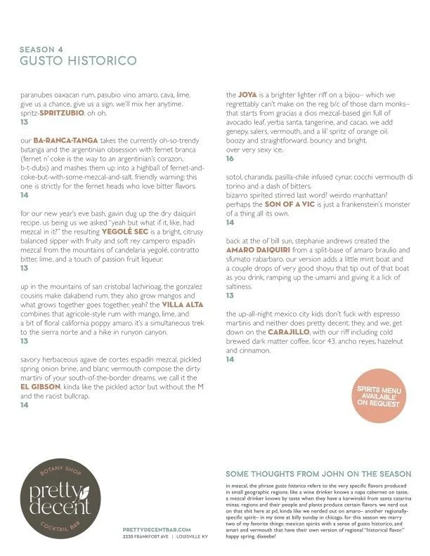 Menus — Pretty Decent