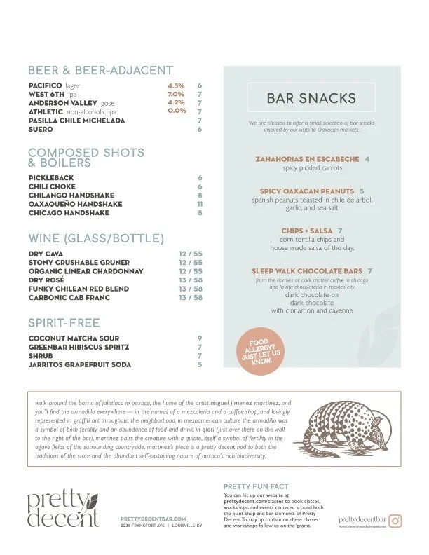 Menus — Pretty Decent