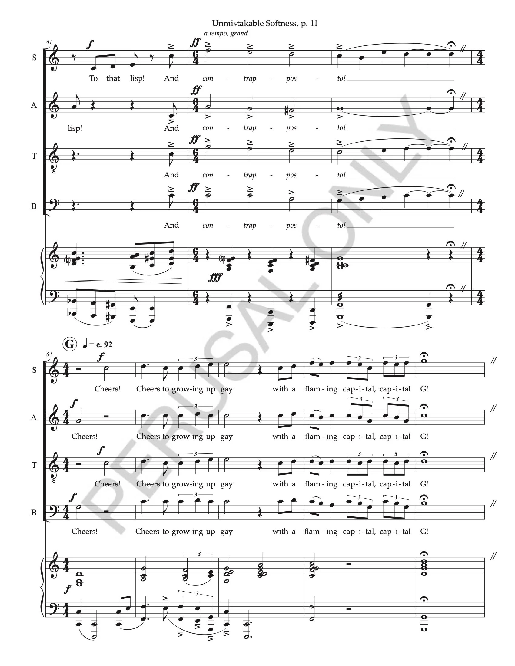 Unmistakable Softness (SATB) — Music by Ash