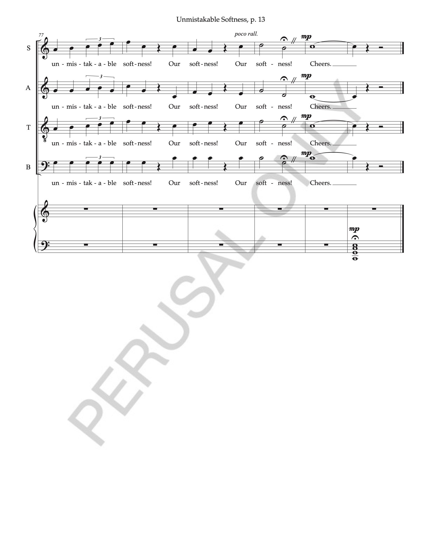 Unmistakable Softness (SATB) — Music by Ash