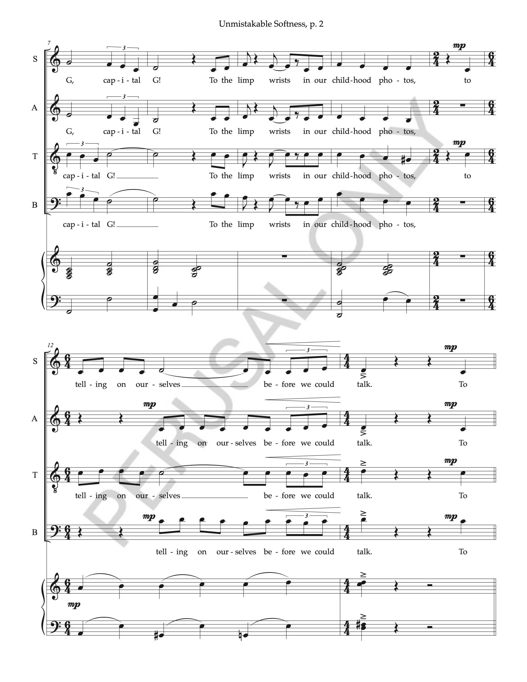 Unmistakable Softness (SATB) — Music by Ash