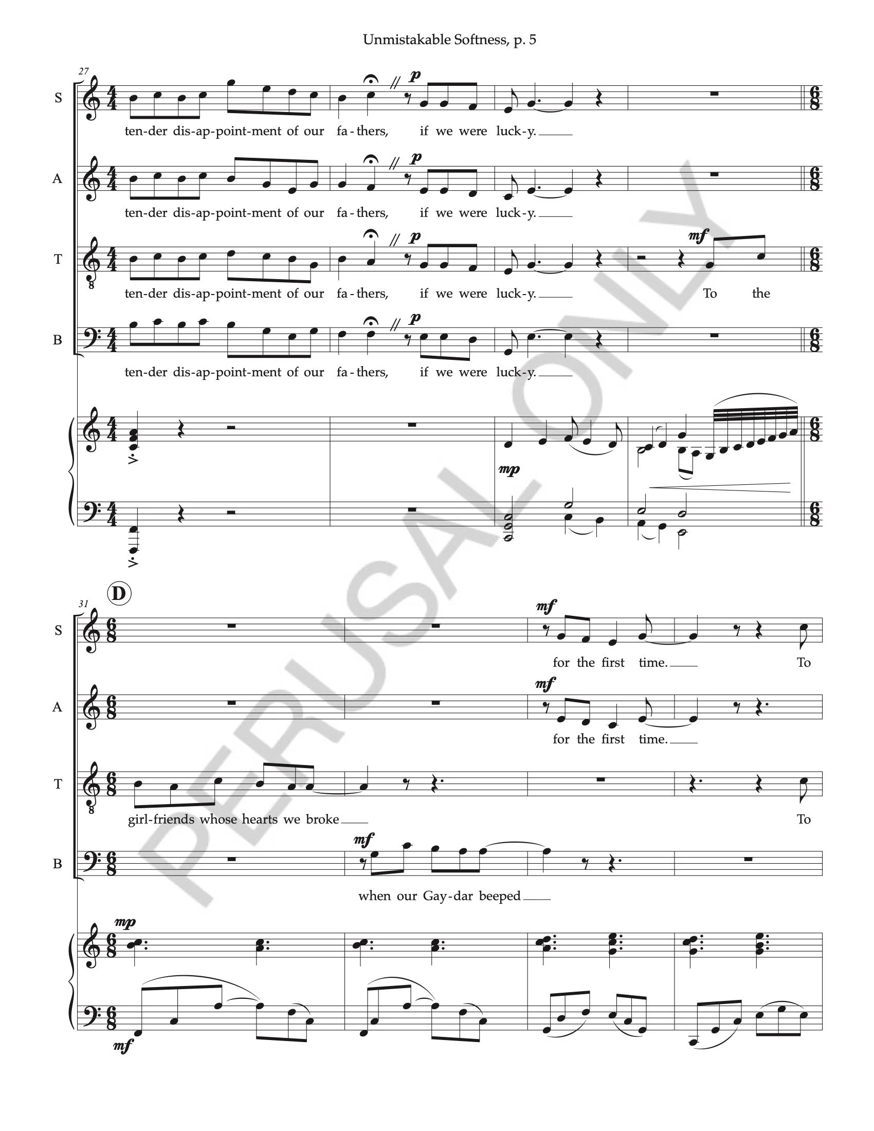 Unmistakable Softness (SATB) — Music by Ash
