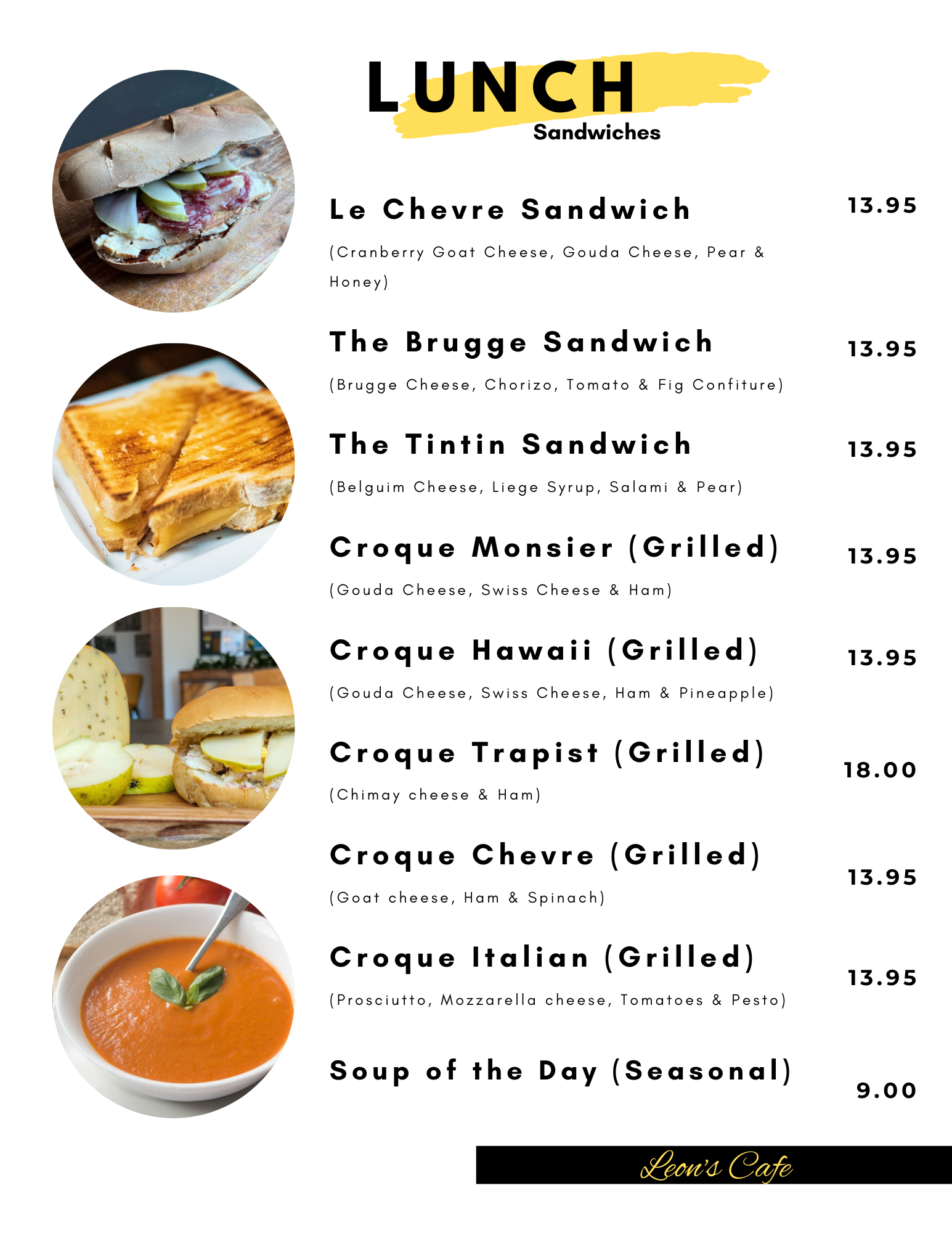 Menu — Leon's Cafe