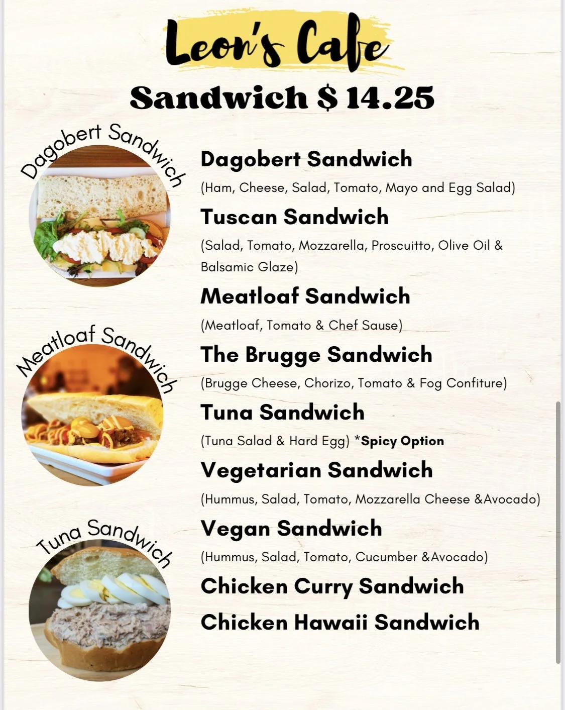 Menu — Leon's Cafe