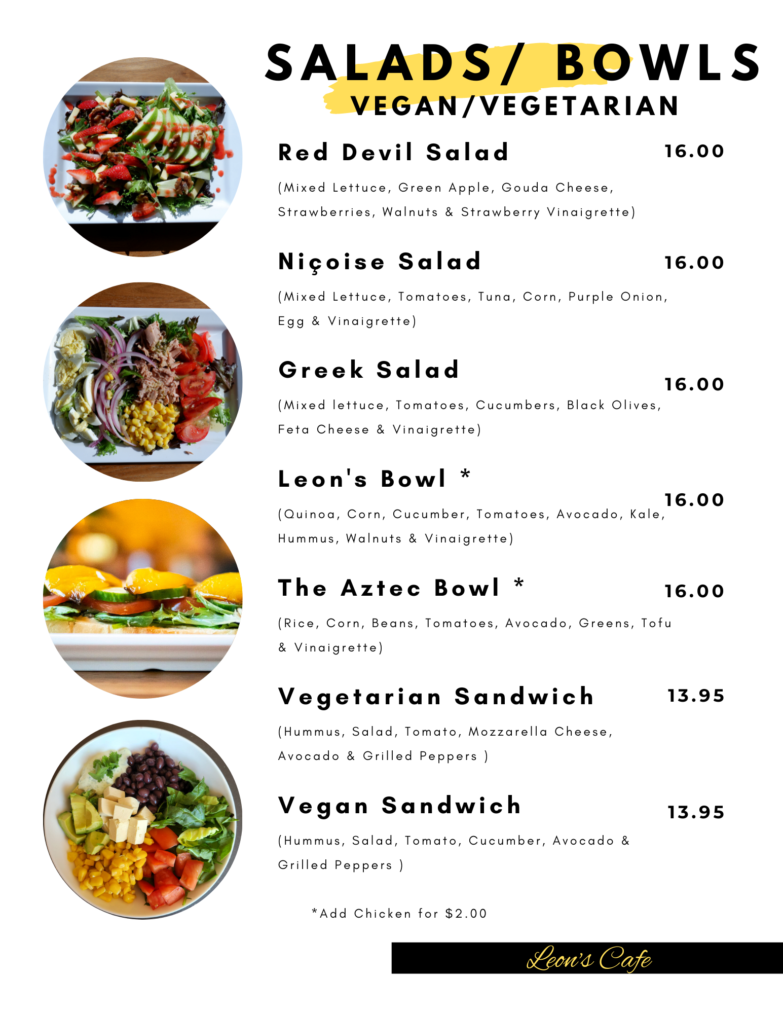 Menu — Leon's Cafe