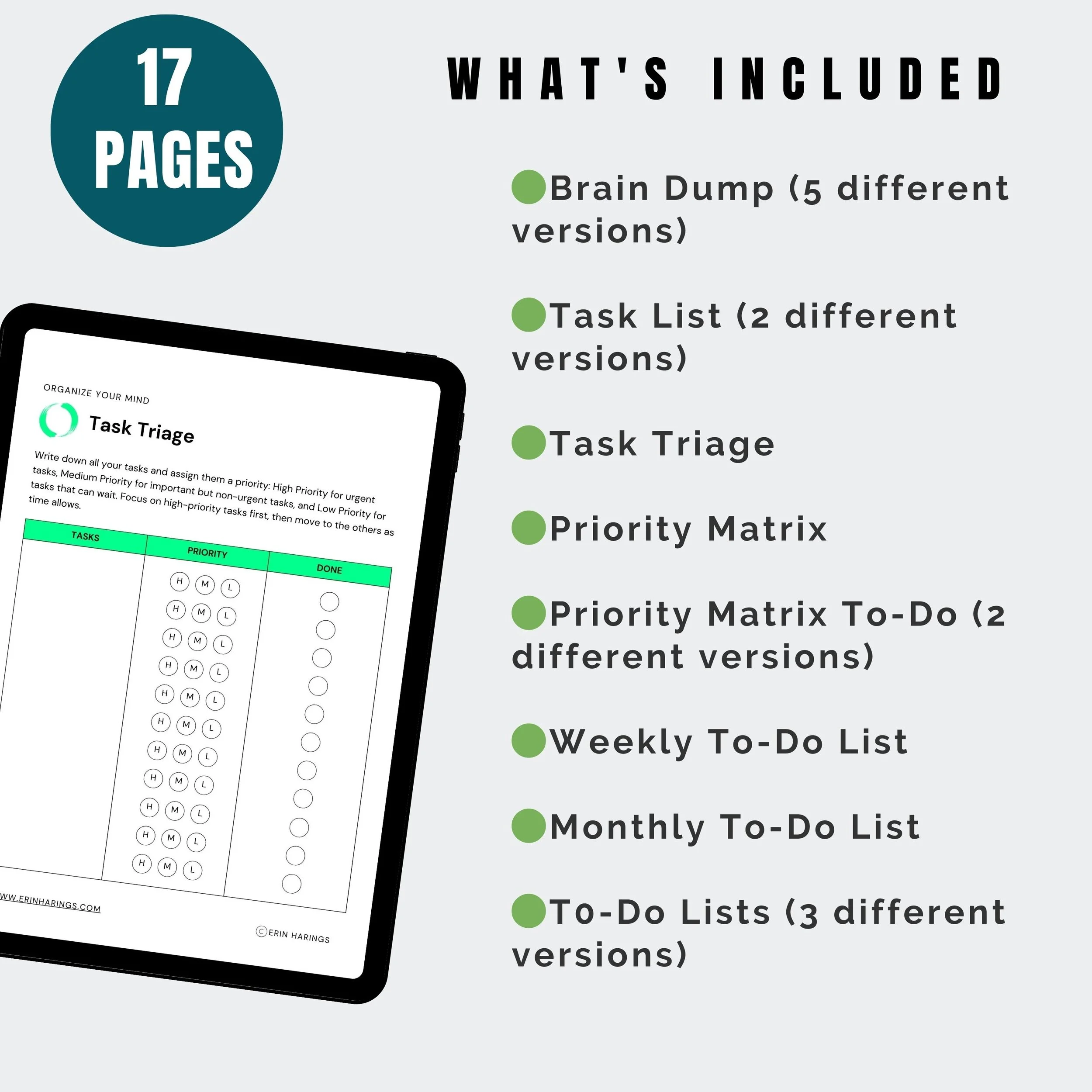 Organization Worksheets for Your Mind and Time — Erin Harings ...