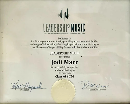 Jodi selected as a member of LEADERSHIP MUSIC — Jodi Marr