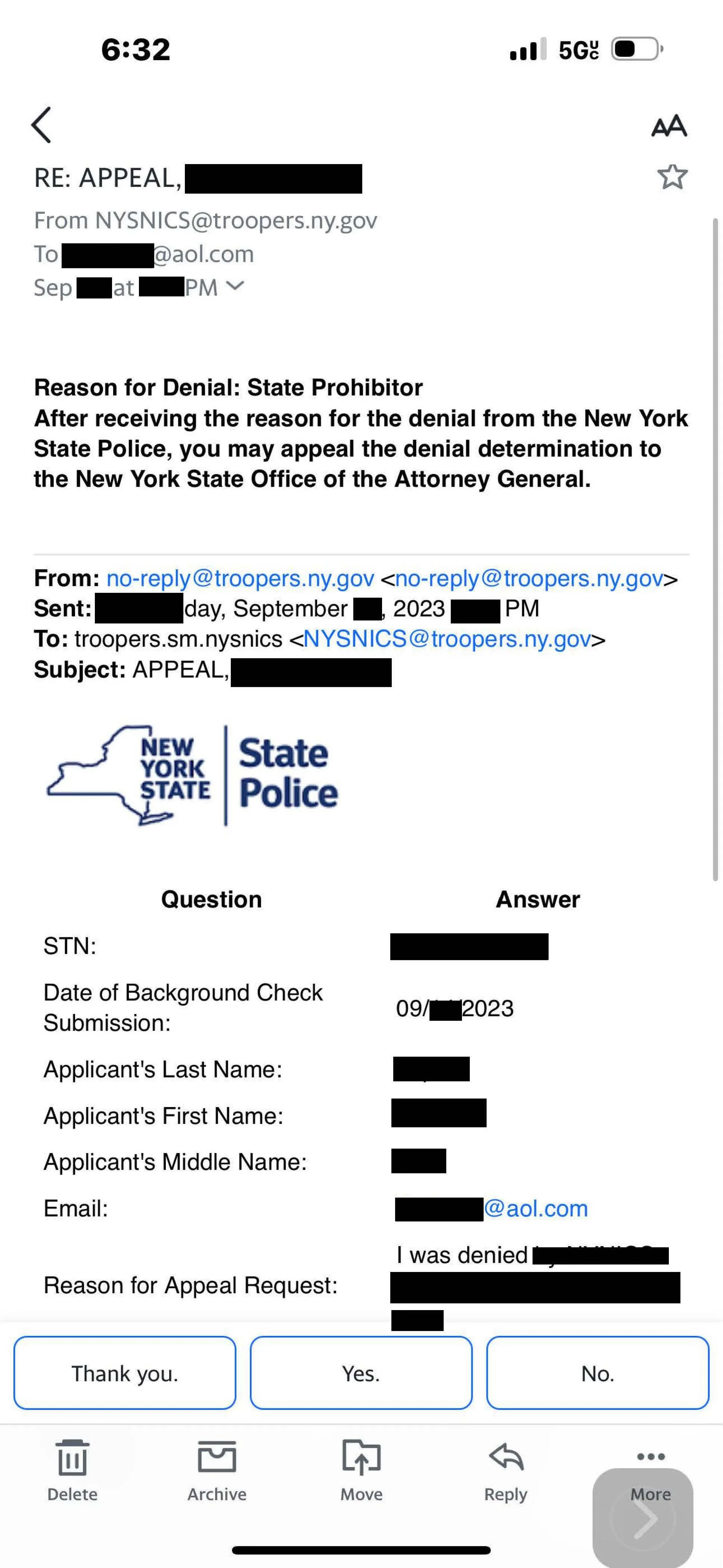 NYSP Appeal Denial Example — 2AM Patriot