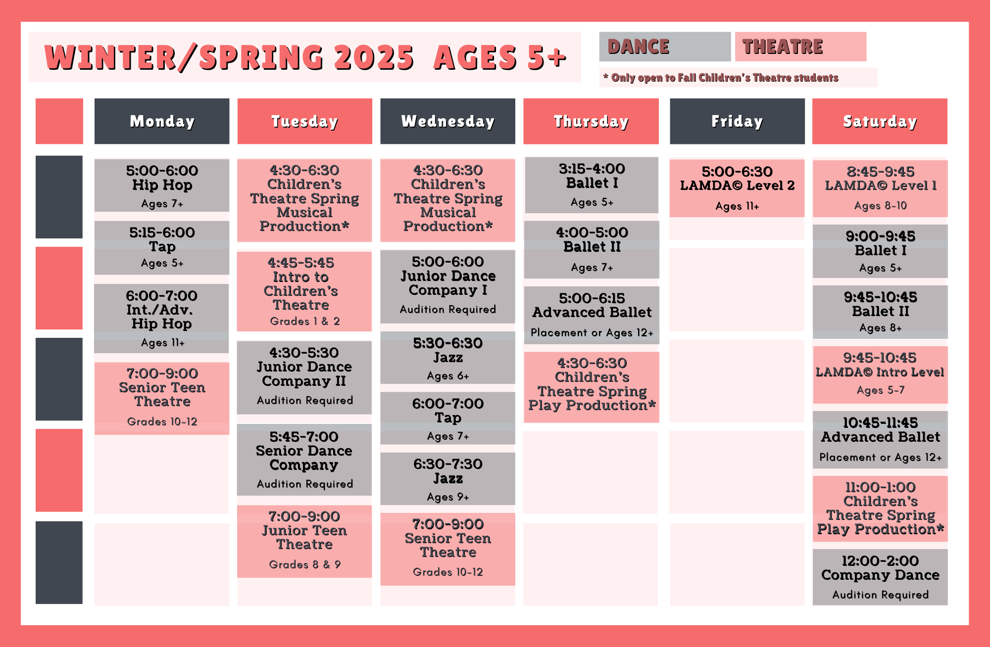 Schedule — Main Street Theatre & Dance Alliance