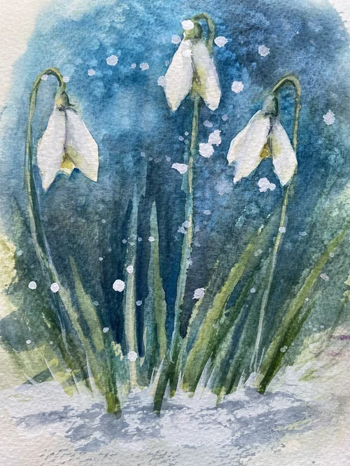 painting snowdrops in watercolour experimental techniques — Cathryn ...
