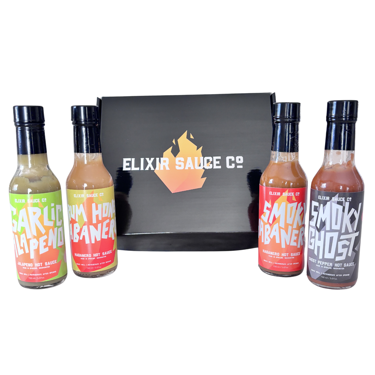 Original Box — Elixir Sauce Co Hot Sauce Made In Spokane