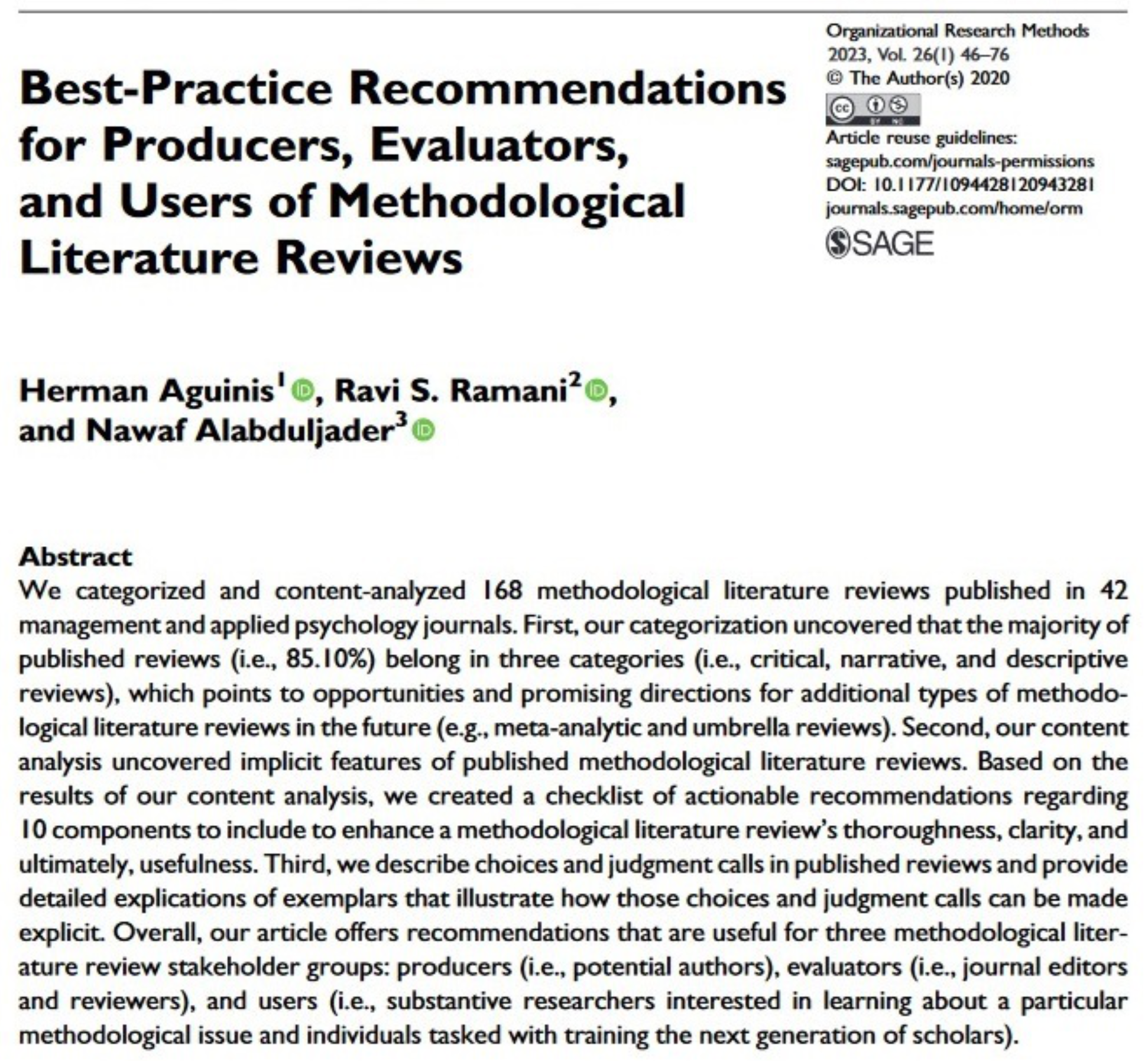 Learn about Methodological Literature Reviews — Sage Research Methods ...