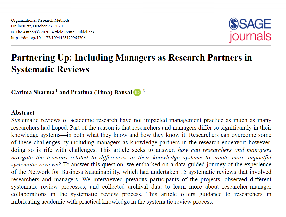 Partnering Up: Including Managers (and Practitioners) as Research ...