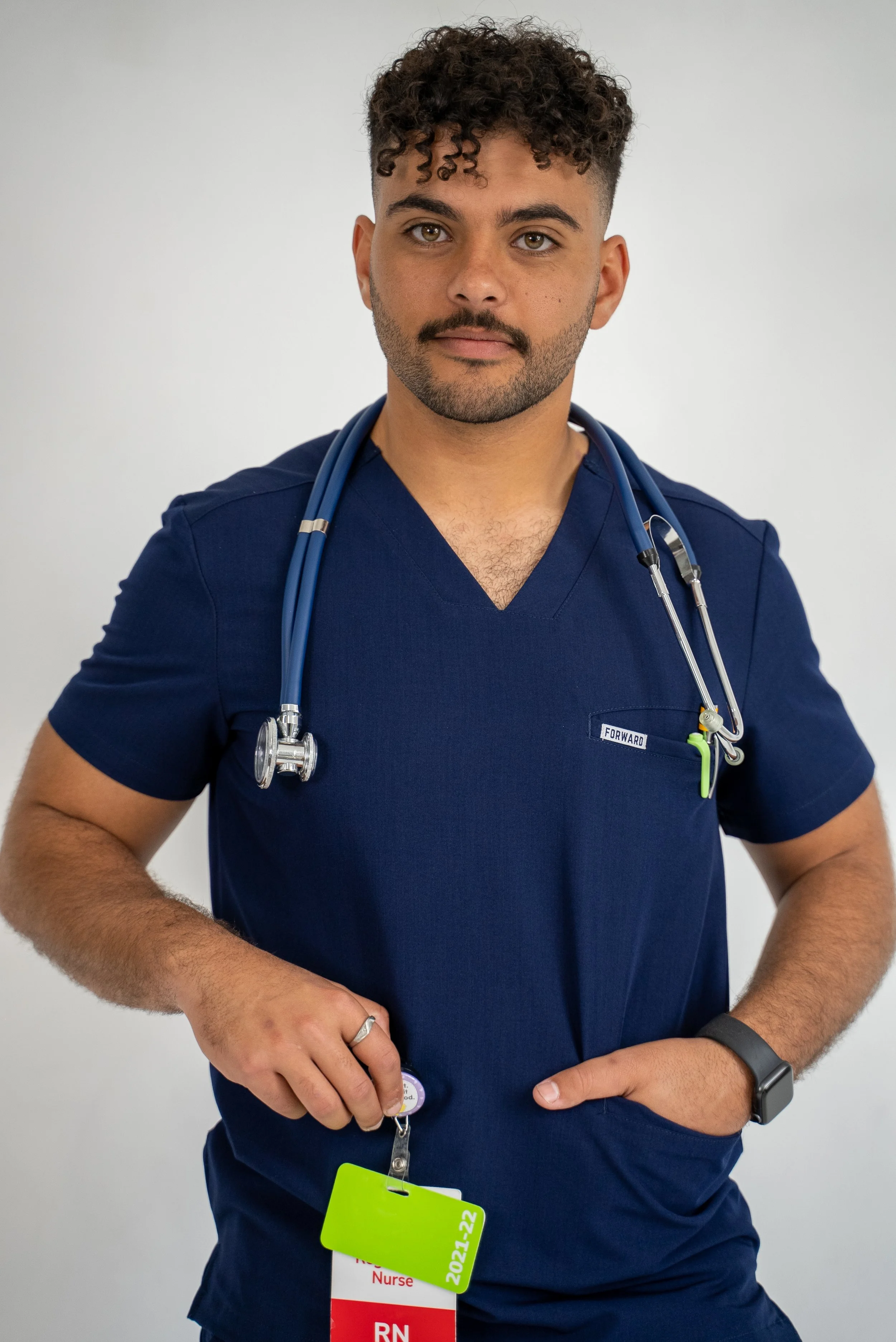 Newport Three Pocket Top – Navy — Forward Scrubs