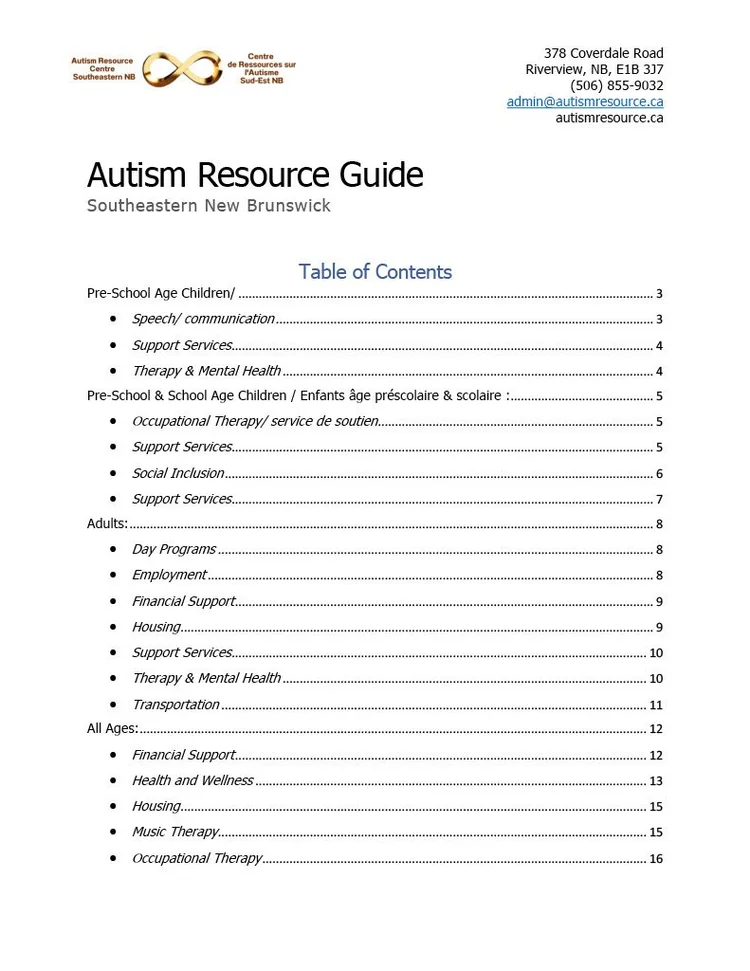 Resource Guide — Autism Resource Centre