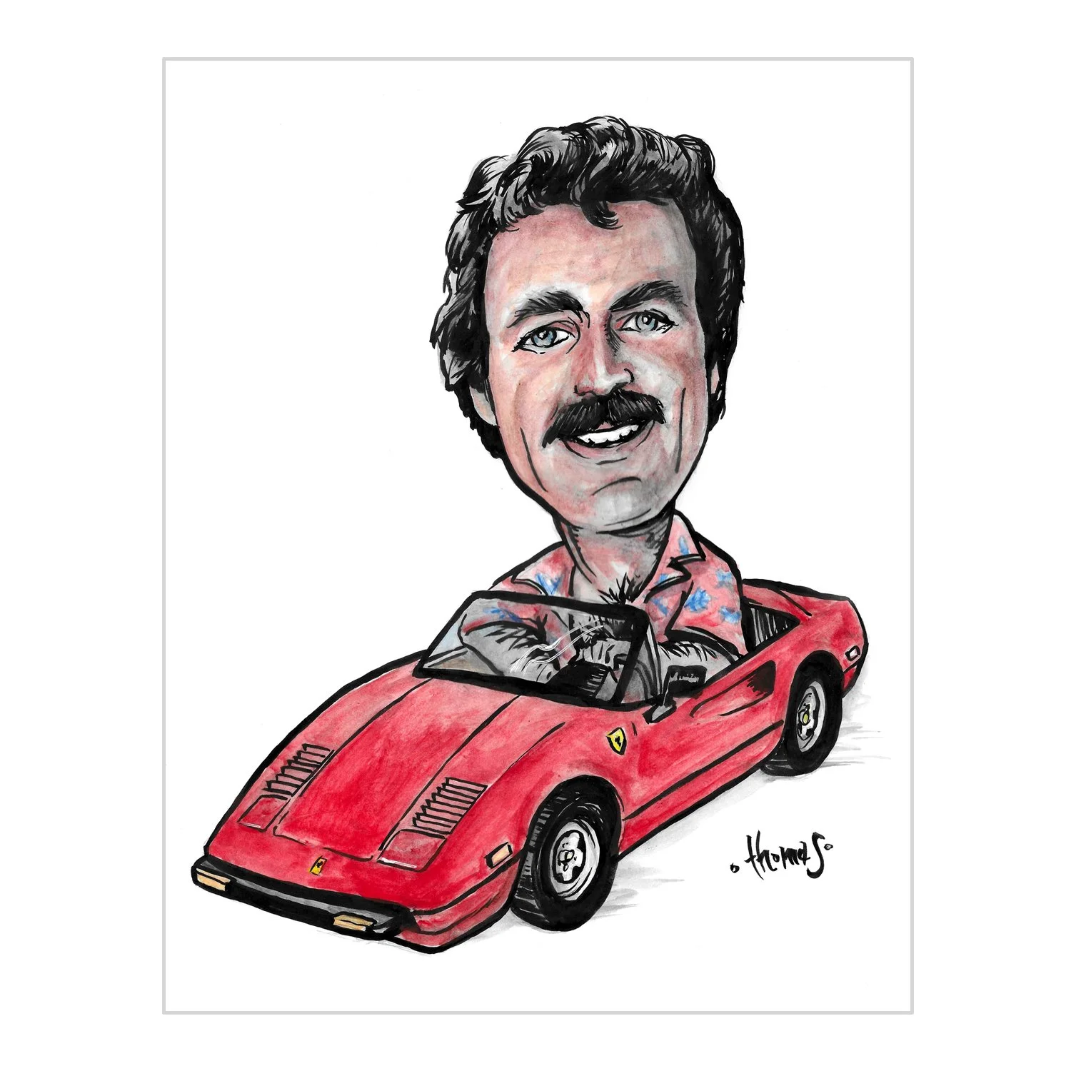 Tom Selleck (Magnum PI) - Original Art — Spectral Void Comics & More