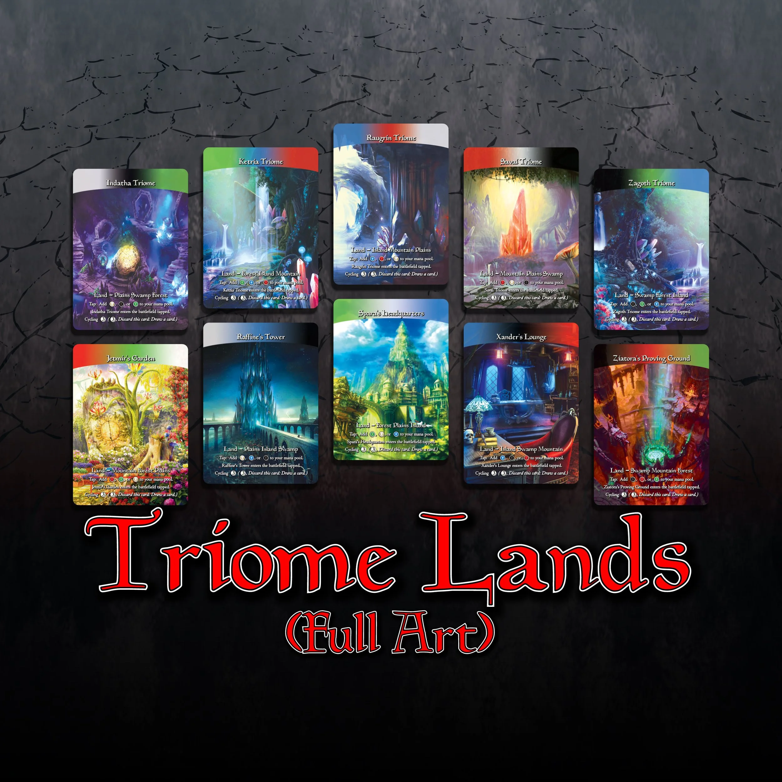 TRIOME LANDS - Set of 10 (Full Art) — Magical Creations Site