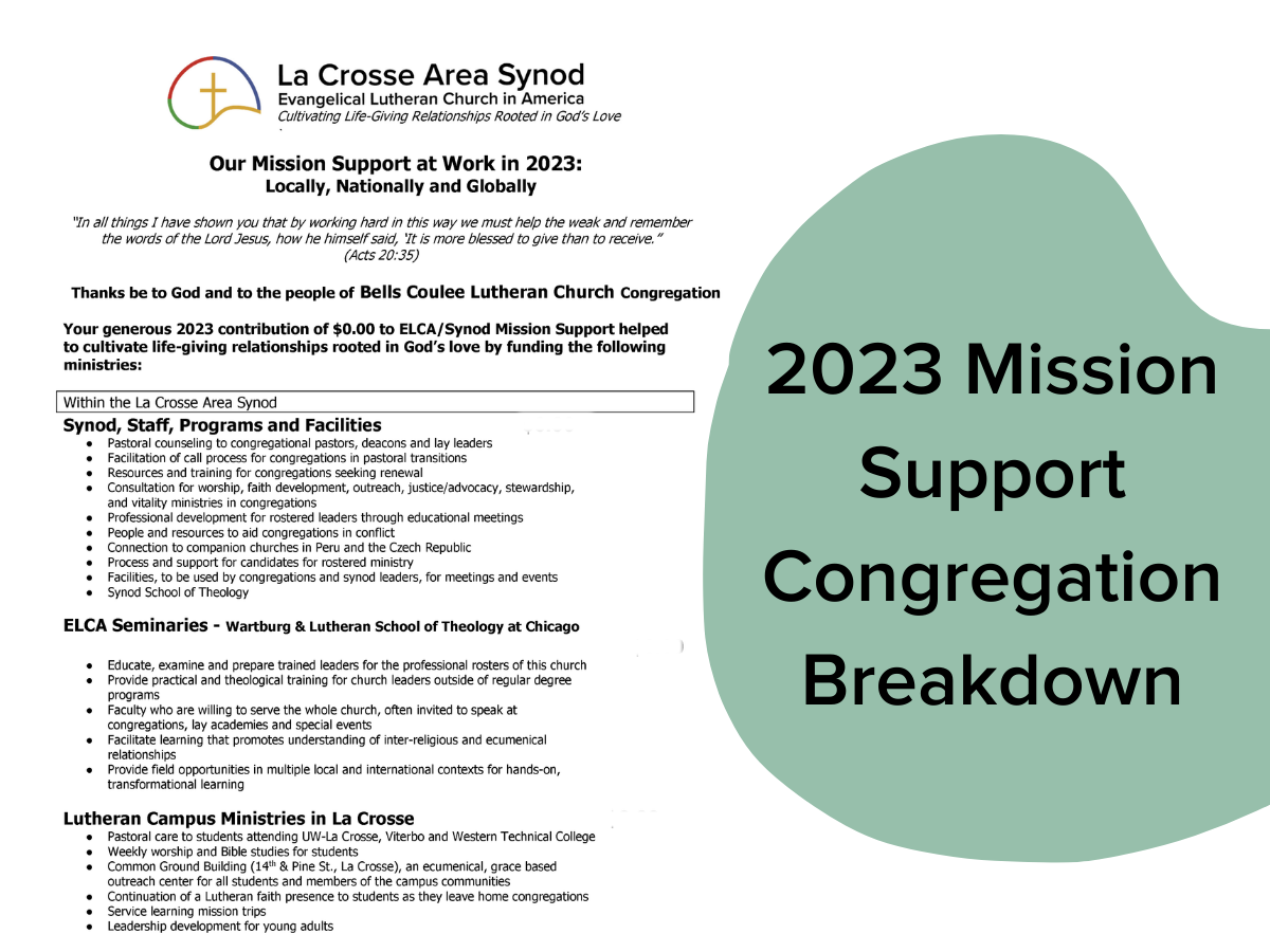 Mission Support — La Crosse Area Synod - ELCA