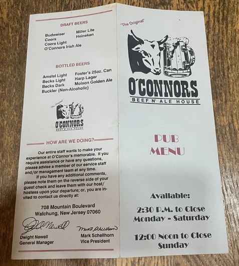 O'Connor's — Watchung History