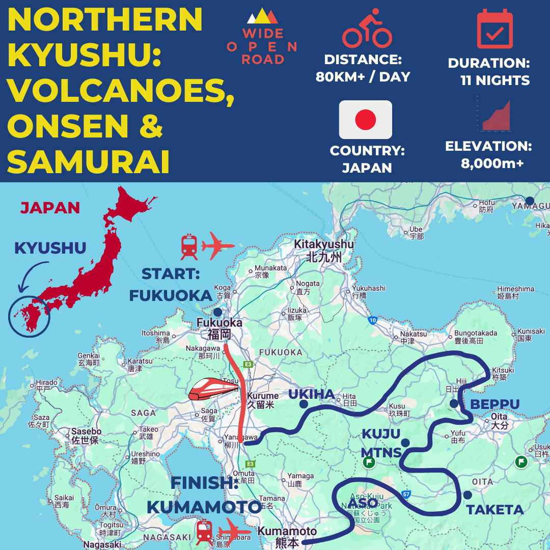 Japan: Cycle Kyushu - Natural landscapes, Volcanoes, Bubbling Onsen ...