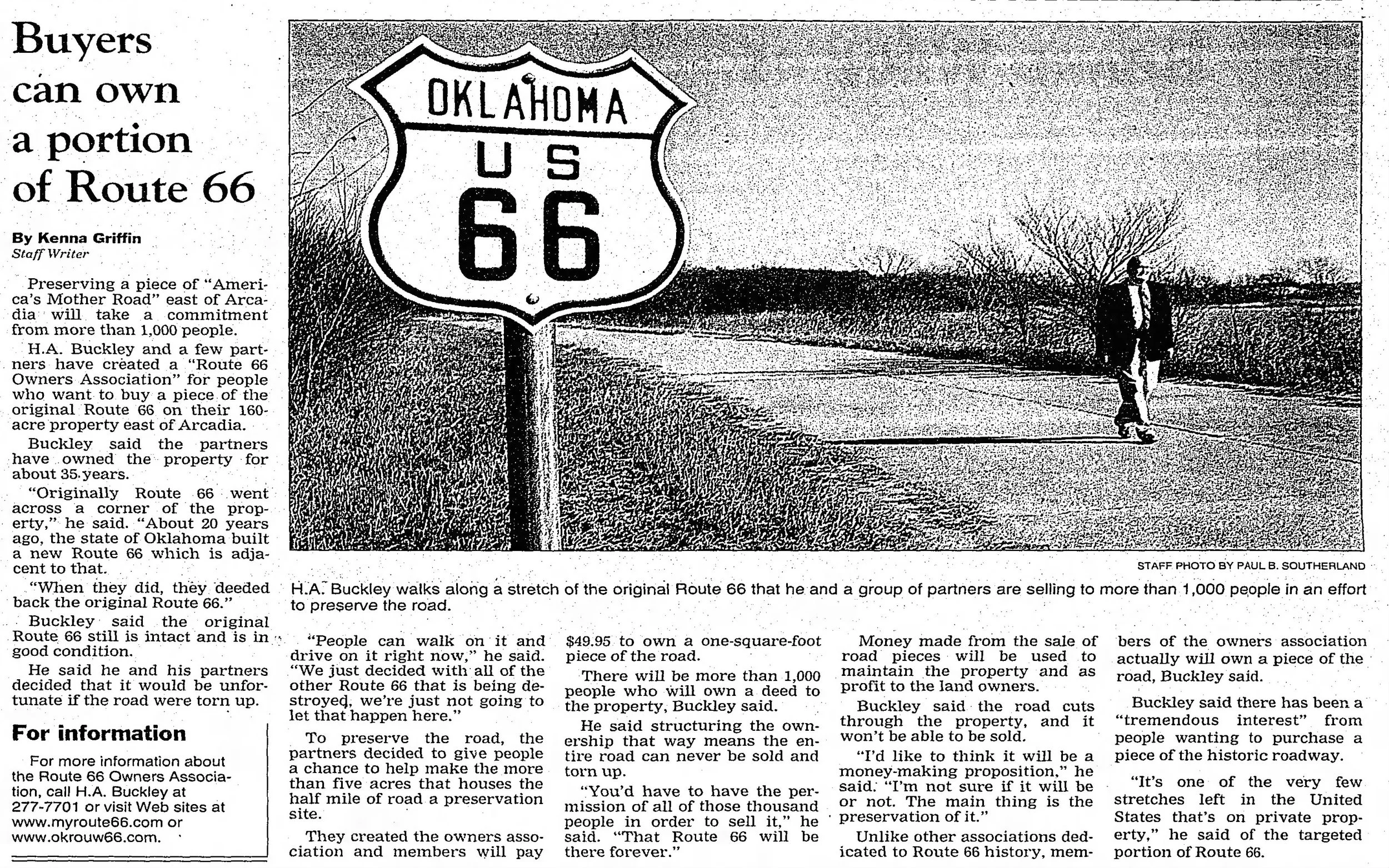 H.A. Buckley and the Route 66 Owners Association — Oklahoma Route 66 ...