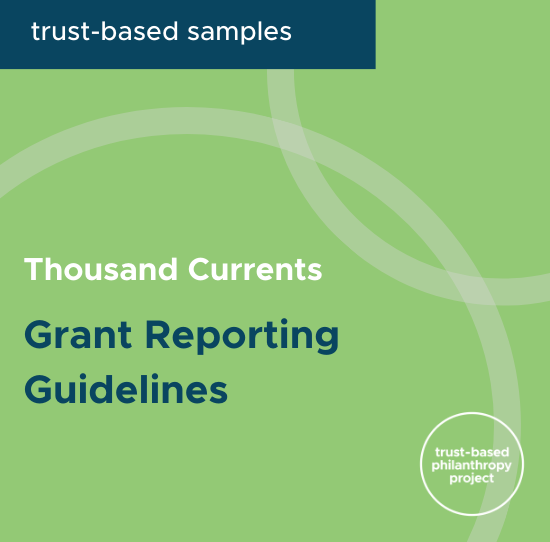 Sample Collection: Grant Reporting — Trust-Based Philanthropy