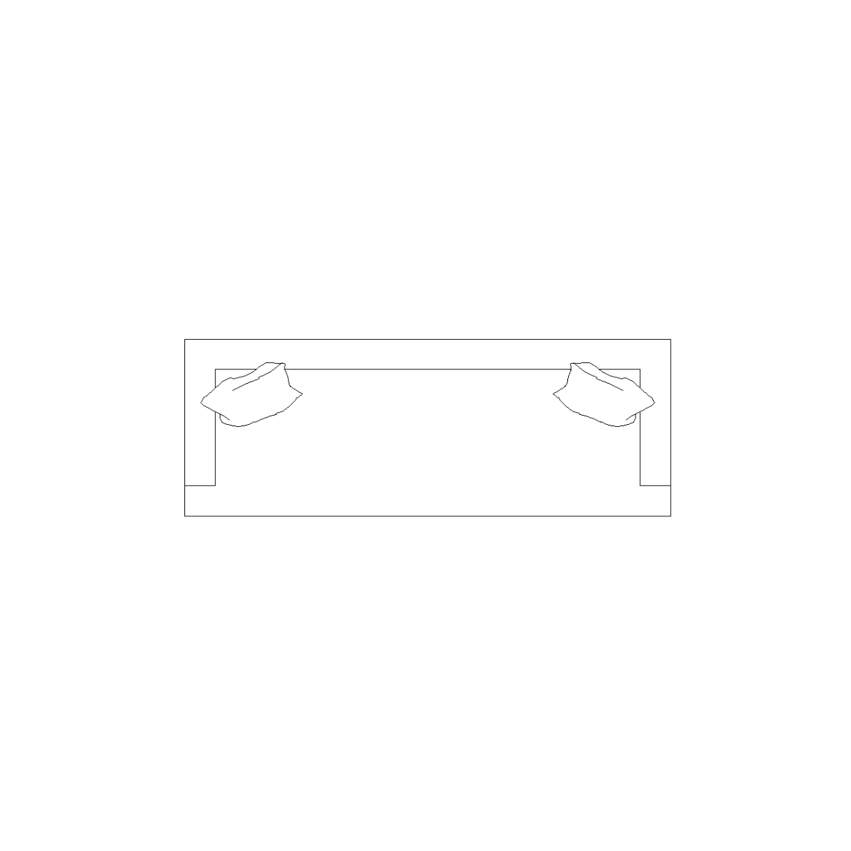 9' Bench Seat Sofa - Plan View | Drafted by Design