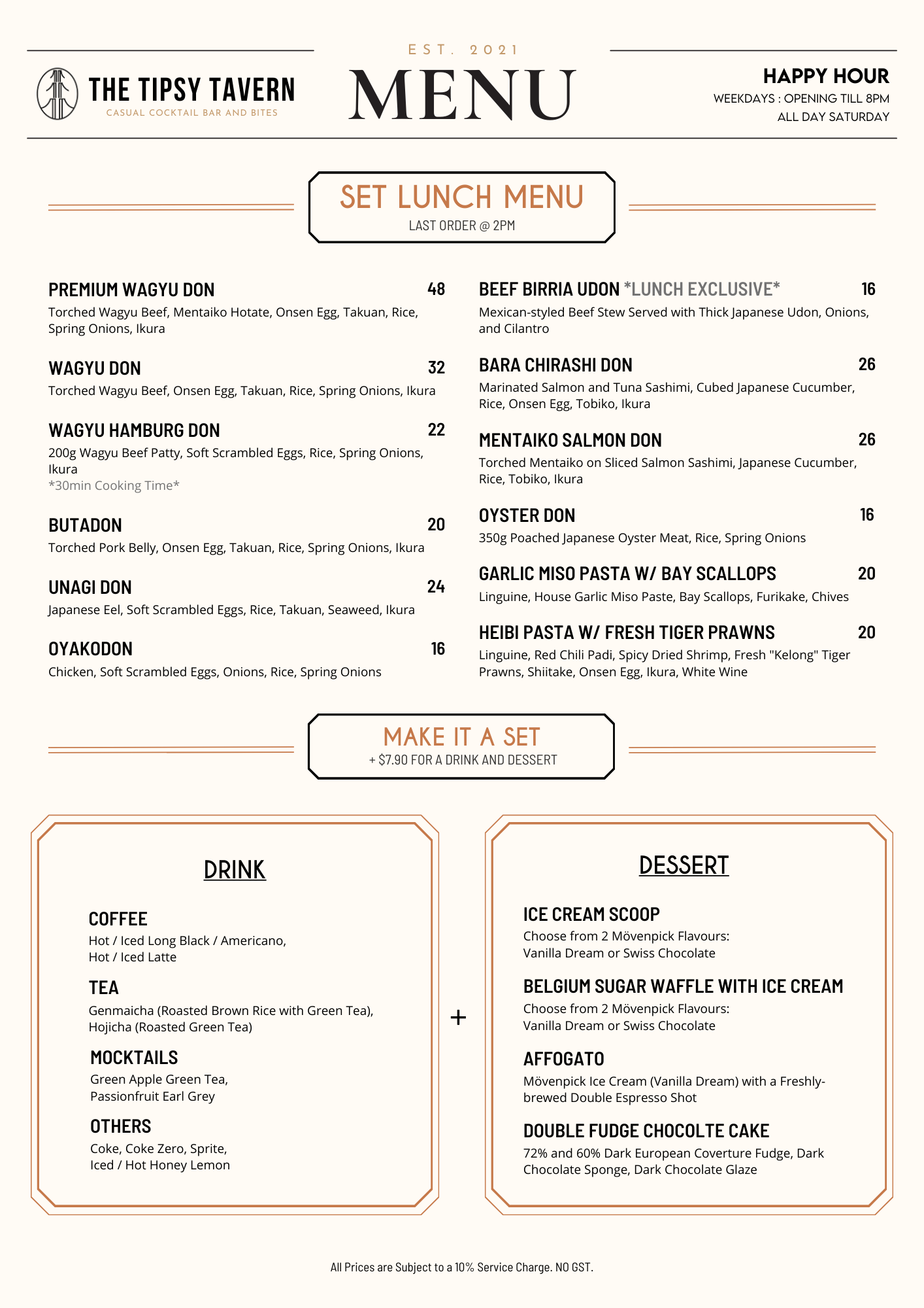 Menu 1 — THE TIPSY TAVERN