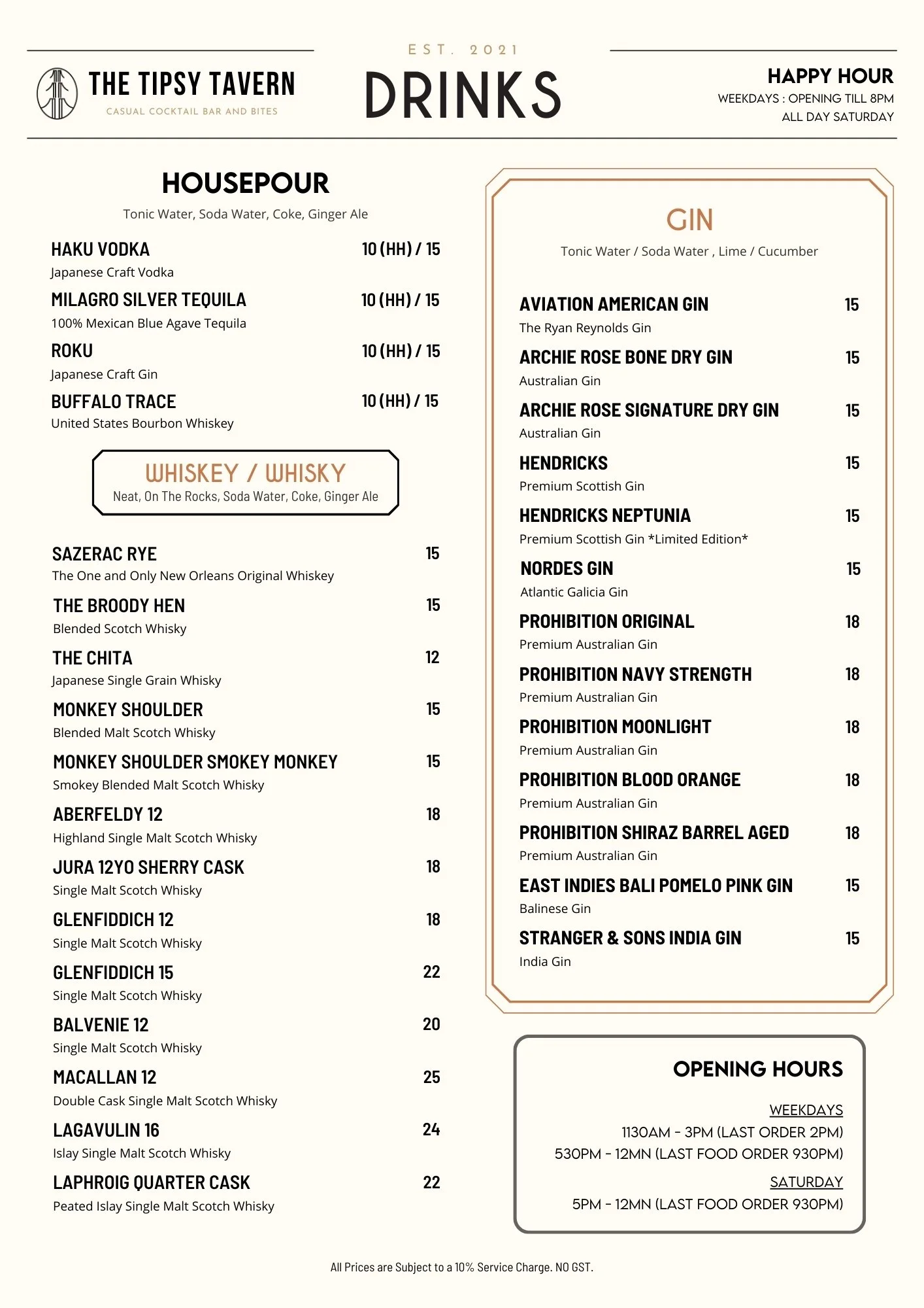 Our Menu — THE TIPSY TAVERN