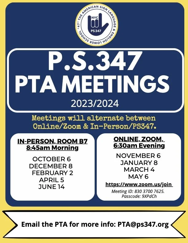 Meetings & Events — PS 347 The ASL & English Lower School PTA