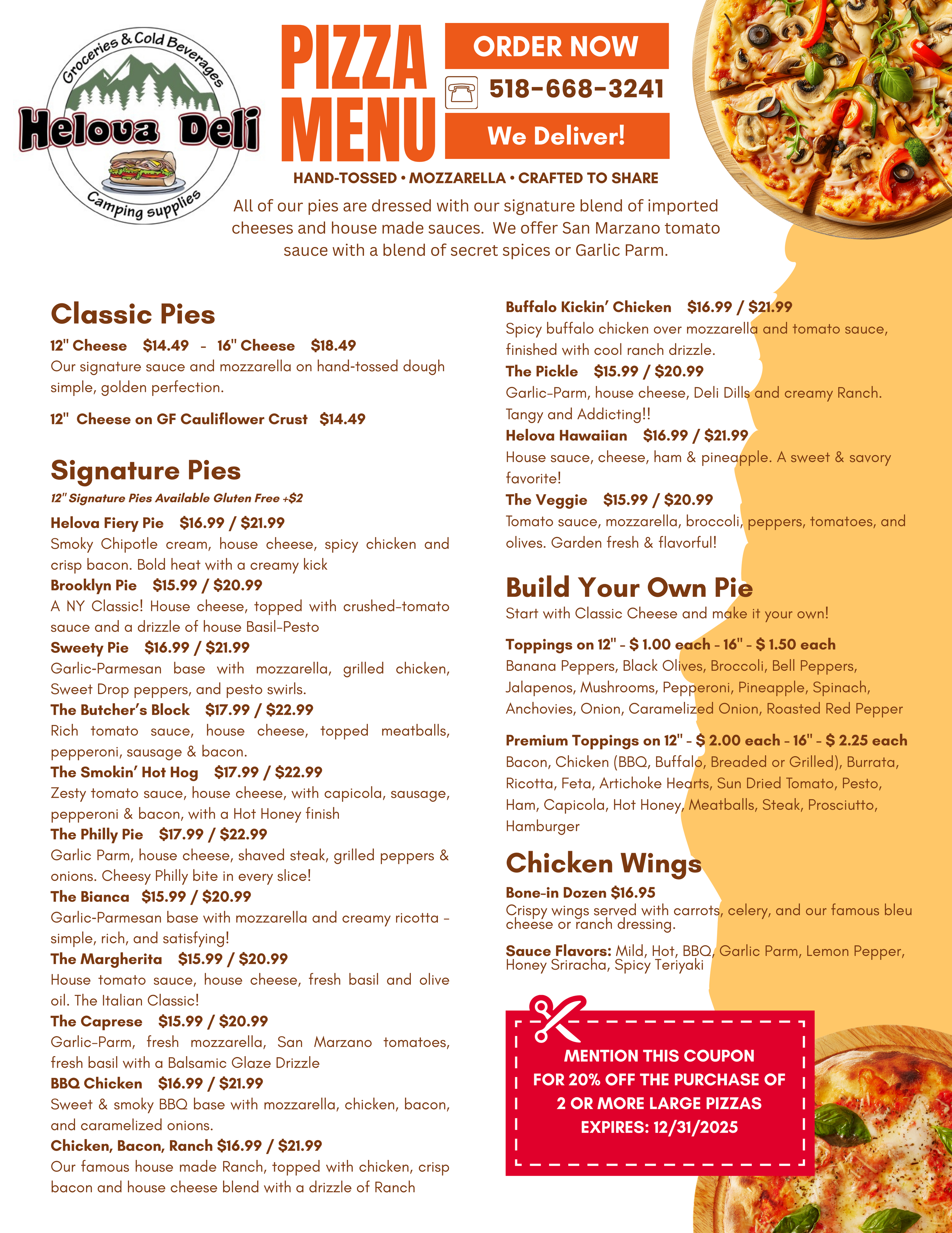 Pizza Menu - Ray's Helova Deli — Ray's Helova Deli