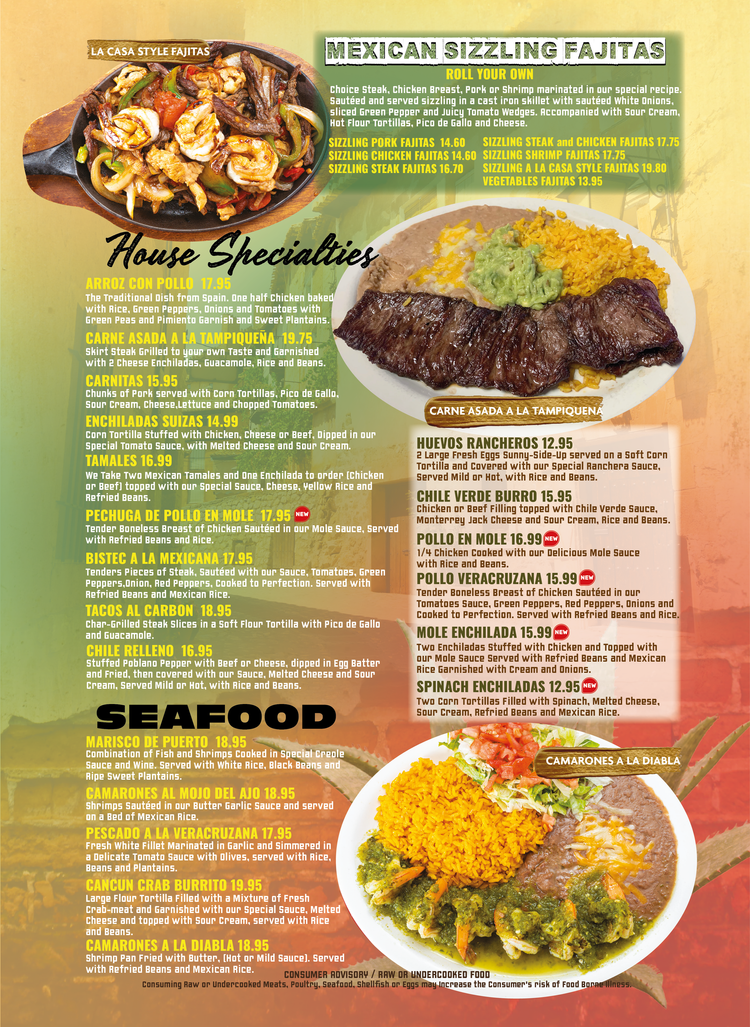 Amigos Menus — Amigos Mexican Spanish Restaurant