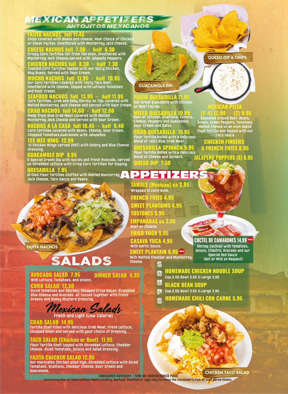 Amigos Menus — Amigos Mexican Spanish Restaurant