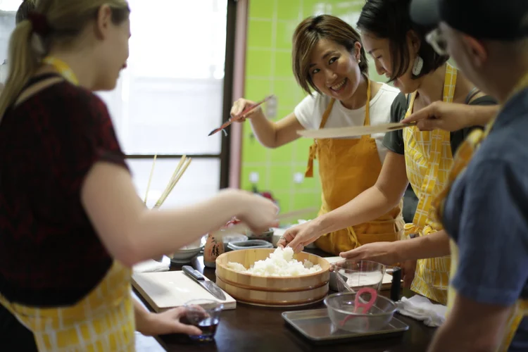 Japanese cooking classes in a traditional Japanese house. Countryside ...