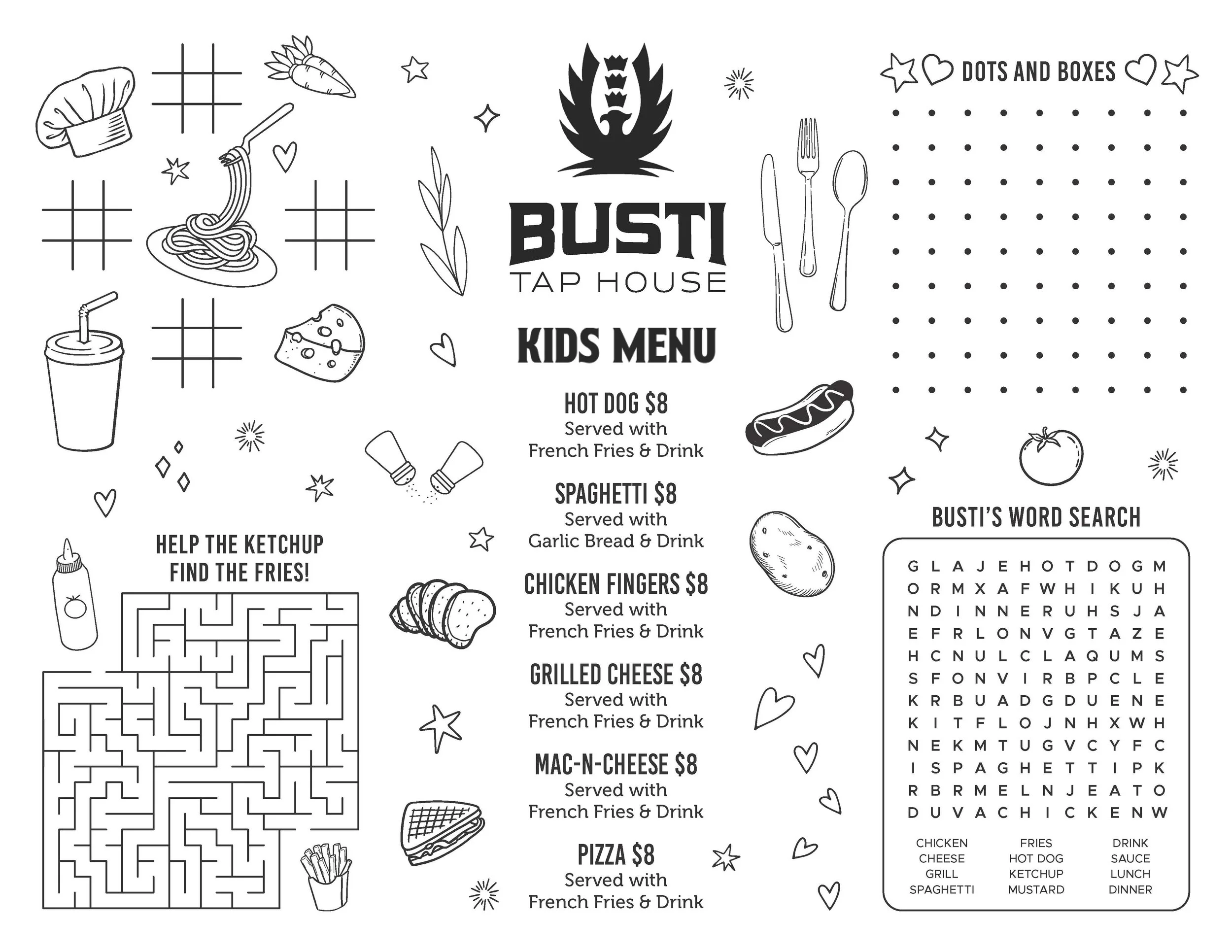 KIDS MENU — Busti Tap House