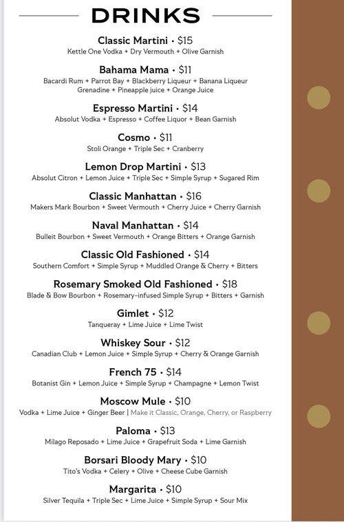 DRINK MENU — Busti Tap House
