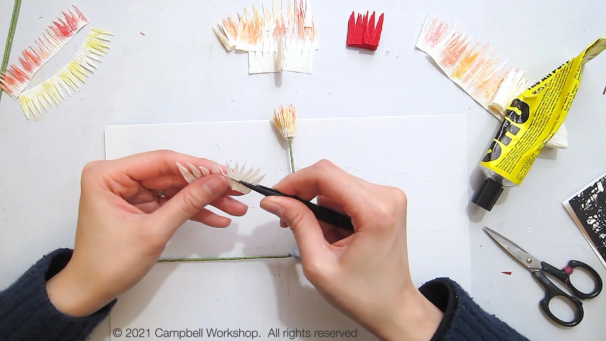 Handmade Crepe paper Spider Lily Digital Template with video tutorial ...