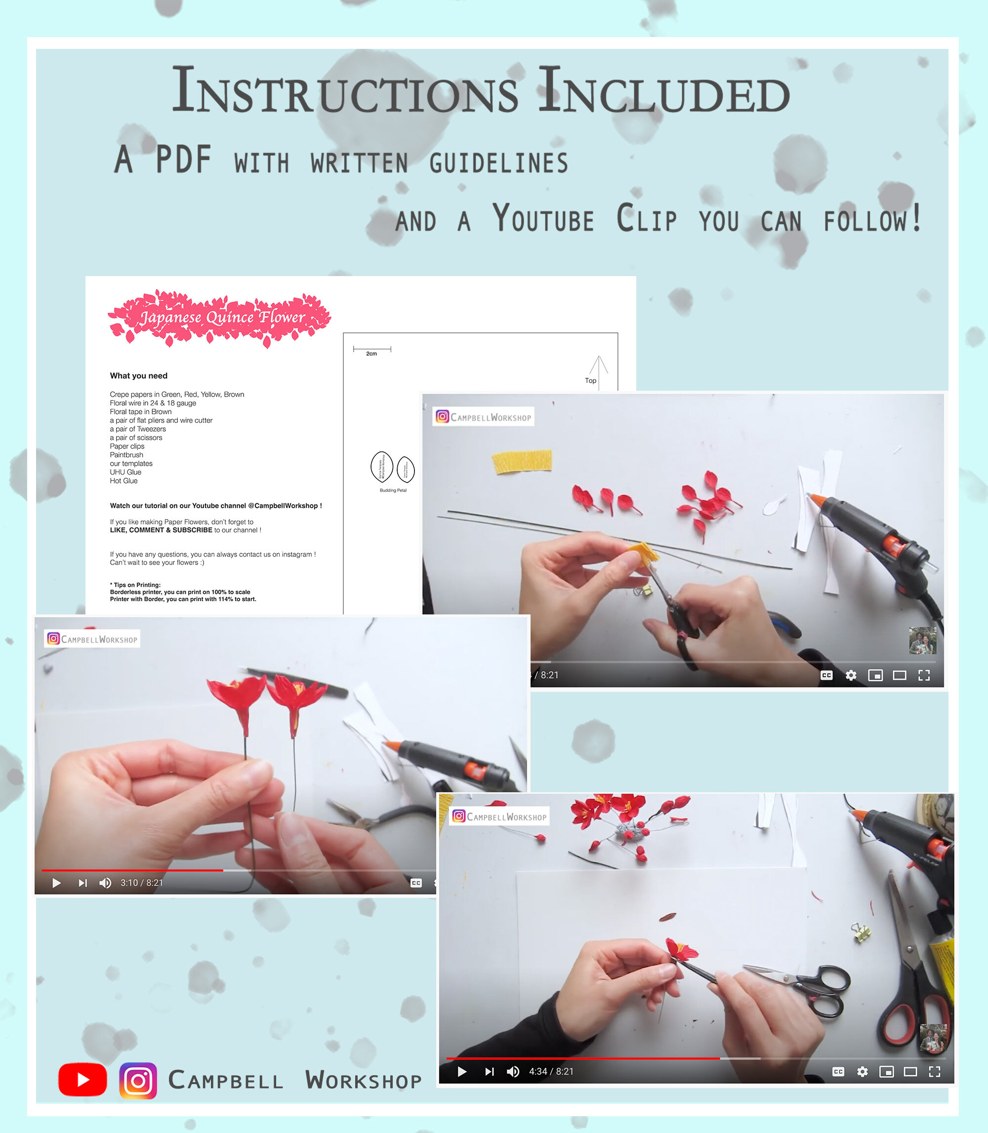 Paper Ranunculus Digital Template — Campbell Workshop