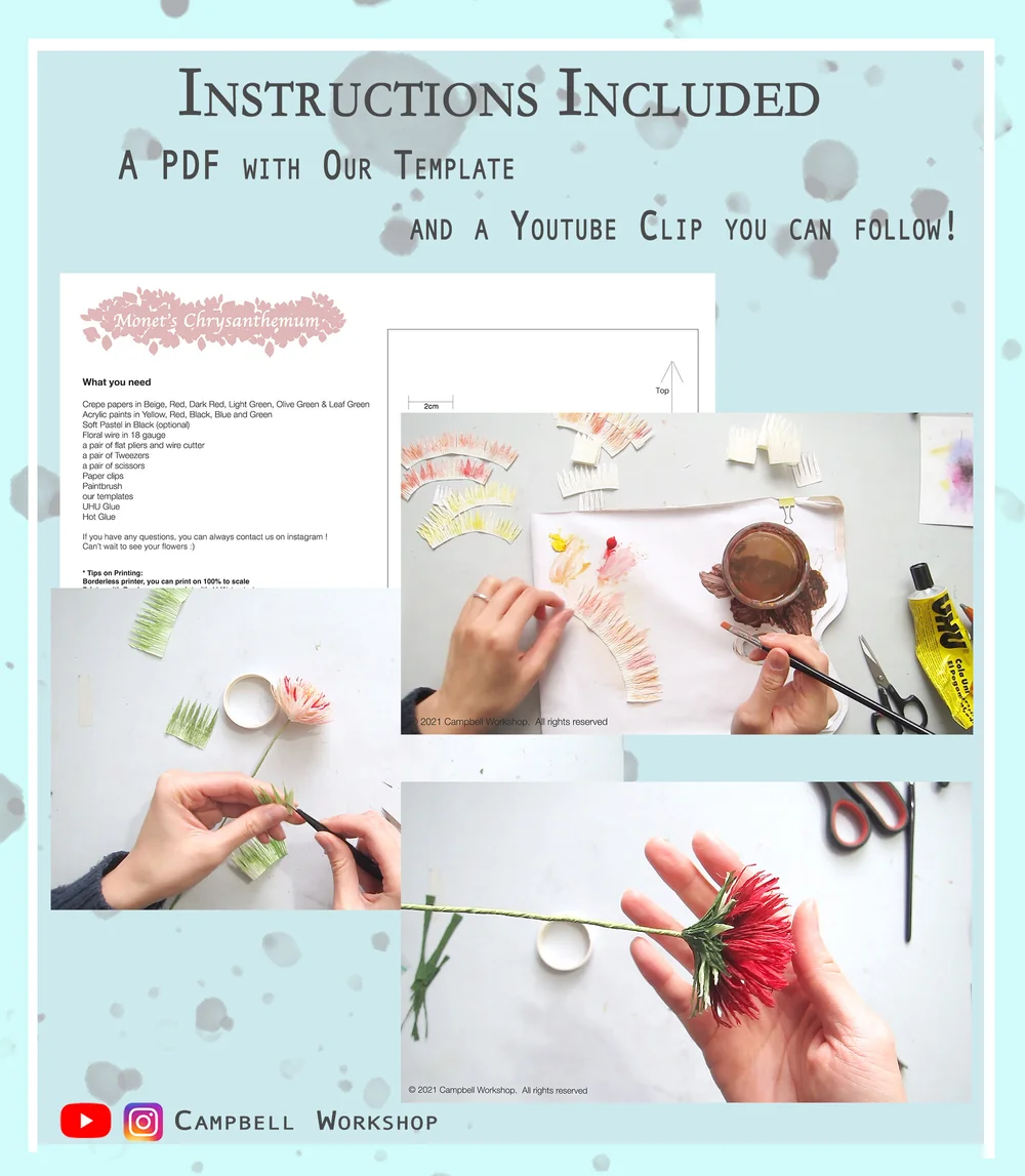 Handmade Crepe paper Columbine Flower - Aquilegia Digital Template with ...