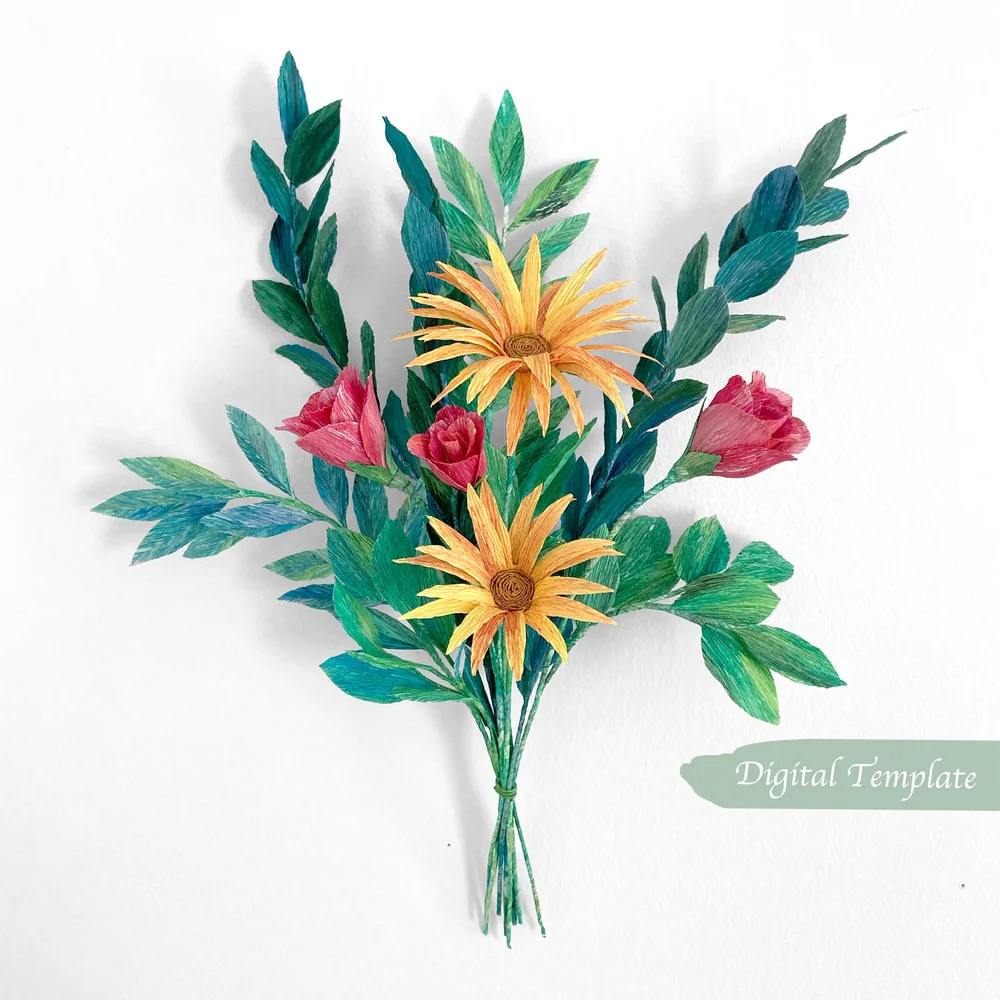 Handmade Crepe paper Winter Jasmine Digital Template with video ...