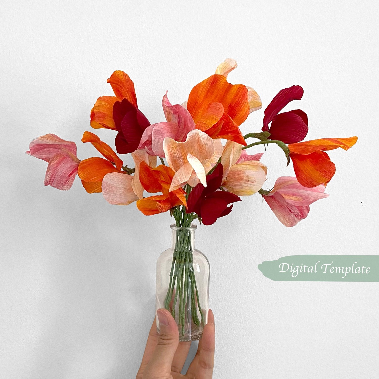 Handmade Crepe Paper Cosmos flower Digital Template with Video Tutorial ...