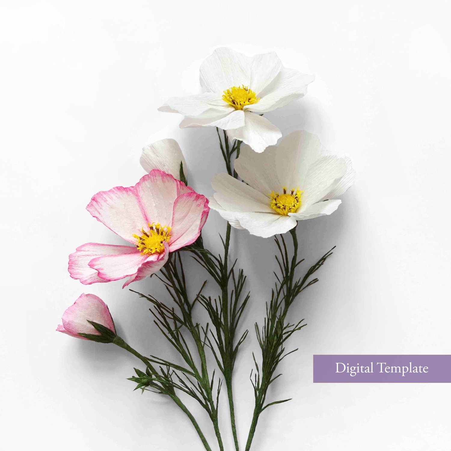 Handmade Crepe paper Straw Flower Digital Template with Video Tutorial ...