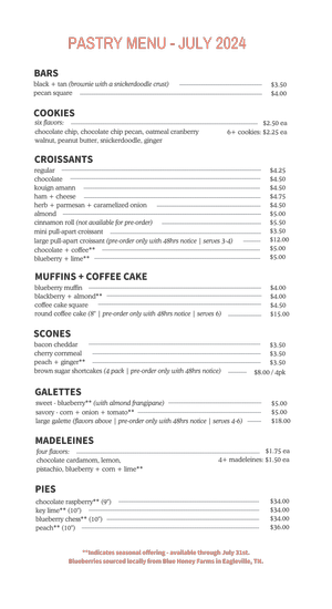 Pastry Menu — DOZEN BAKERY