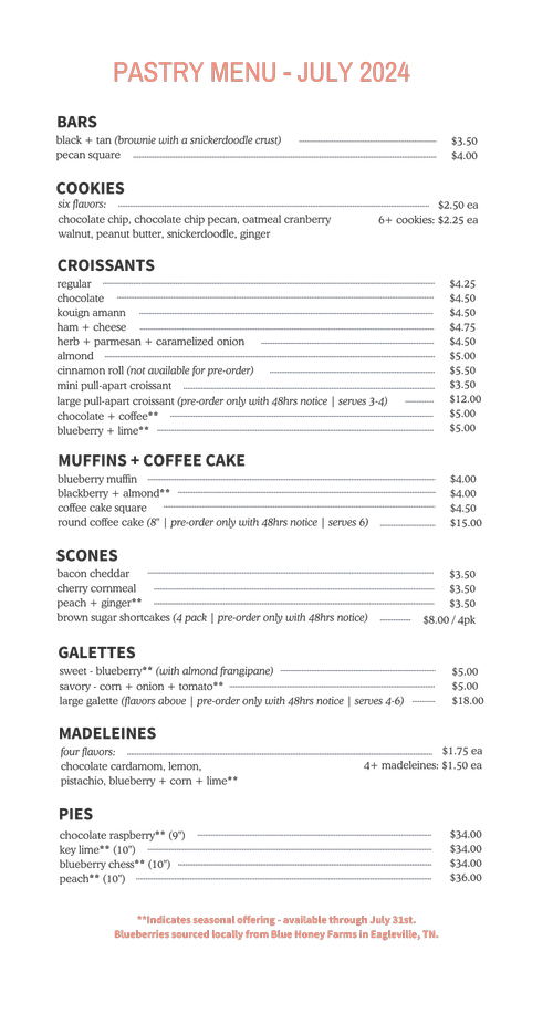 Pastry Menu — DOZEN BAKERY