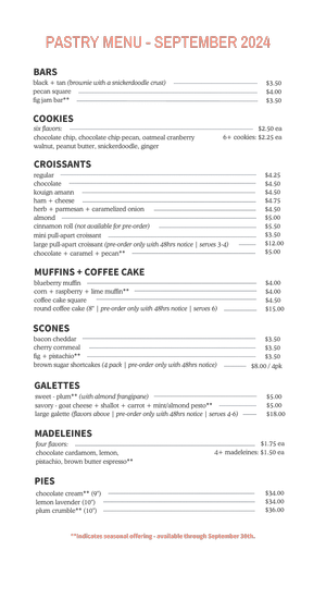 Pastry Menu — DOZEN BAKERY