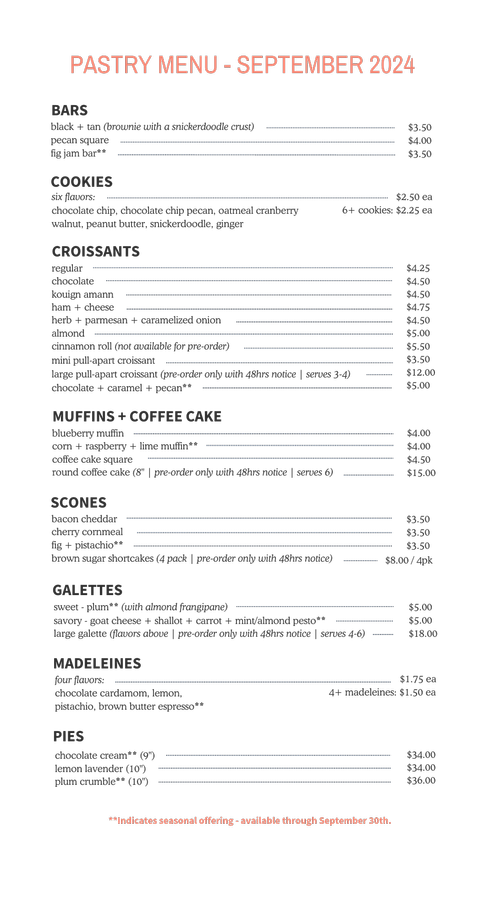 Pastry Menu — DOZEN BAKERY