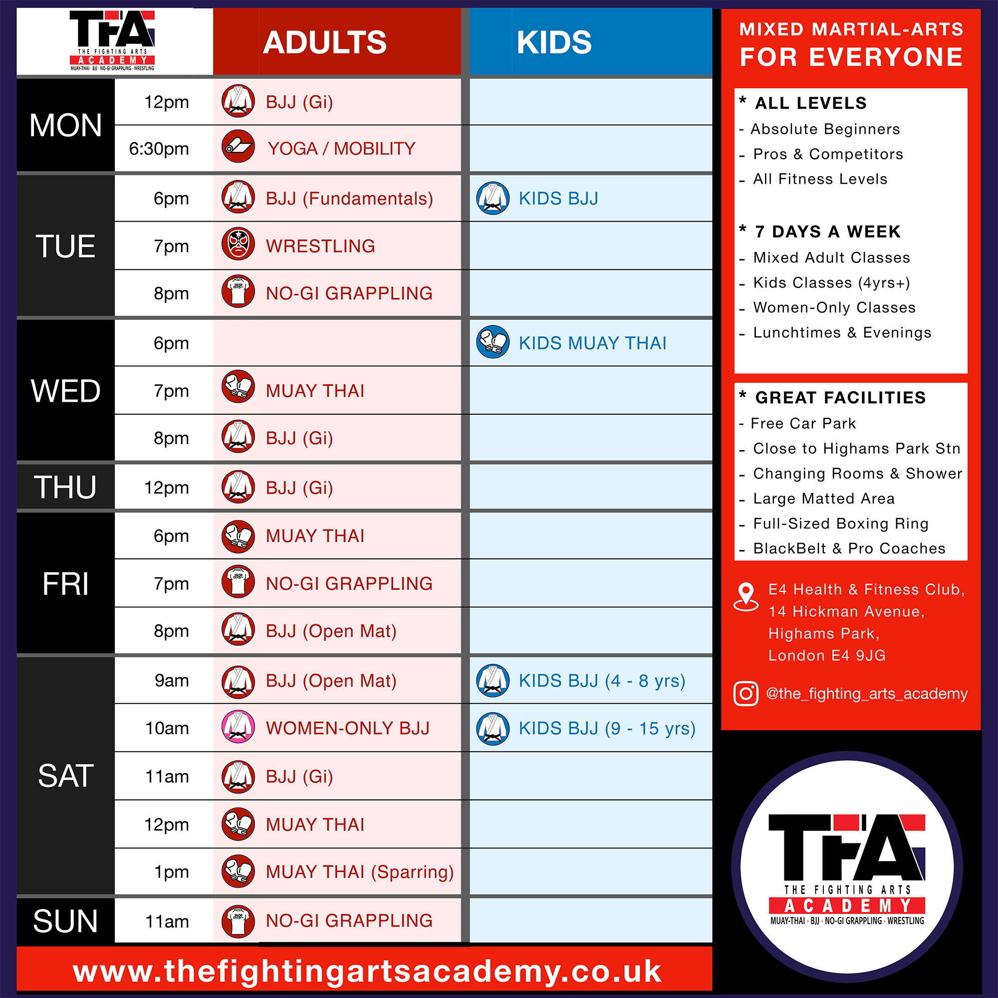 Adult Class Times — The Fighting Arts Academy