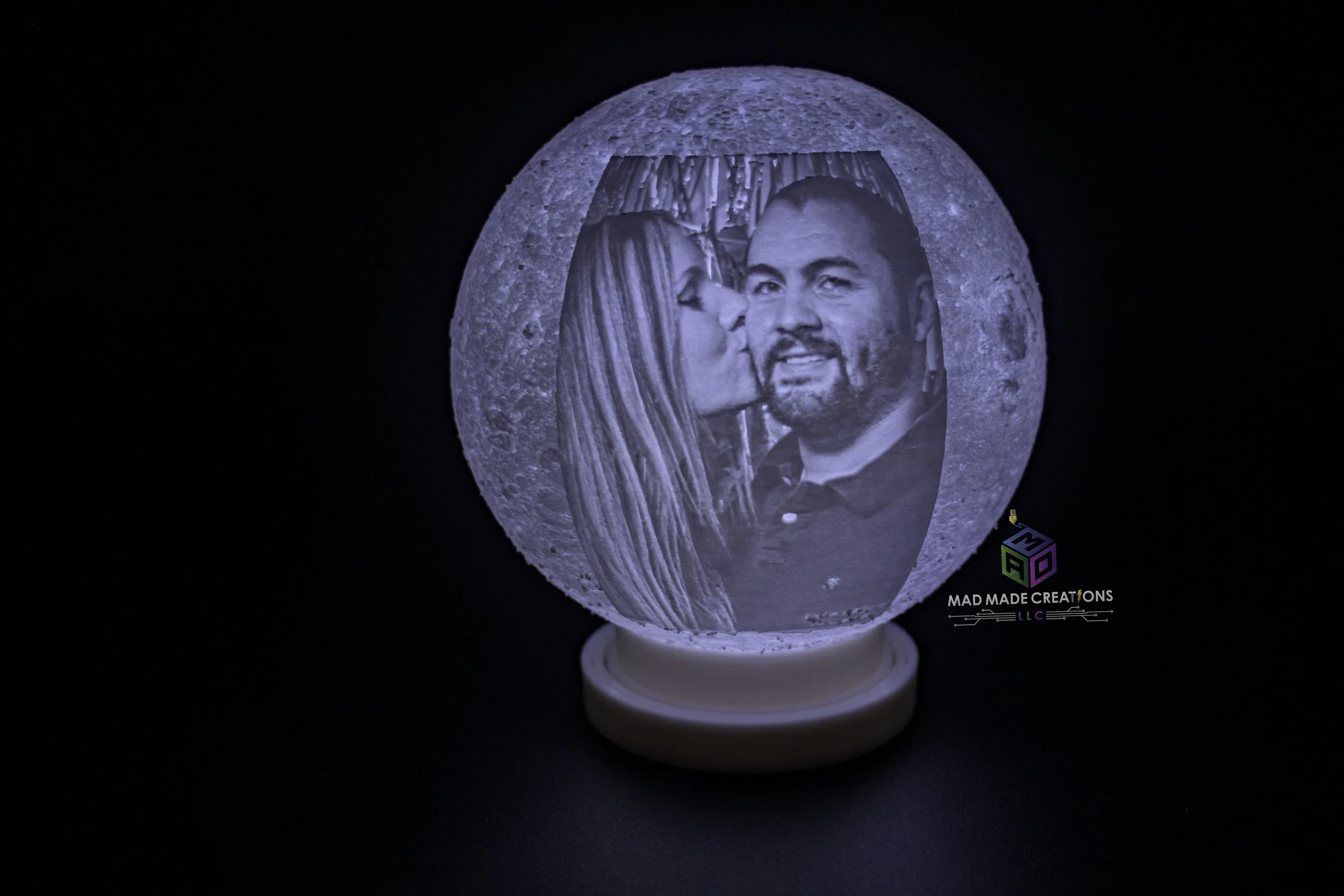 Personalized LED Moon Lithophane | Custom 3D Printed Moon Light with ...